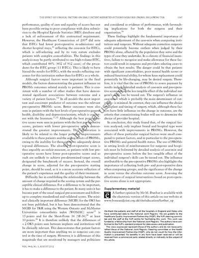 The effect of surgical factors on early patientreported outcome ...